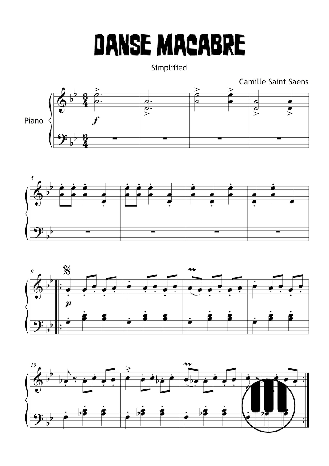 Danse Macabre by Saint Saens | Grade 2 Easy Piano Halloween ...