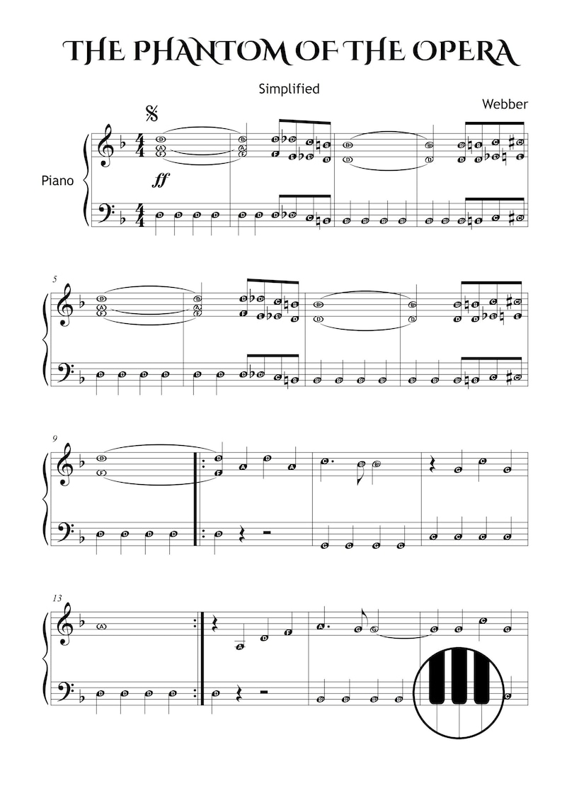 Phantom of the Opera | by Webber | Grade 1-2 Easy Piano Halloween ...