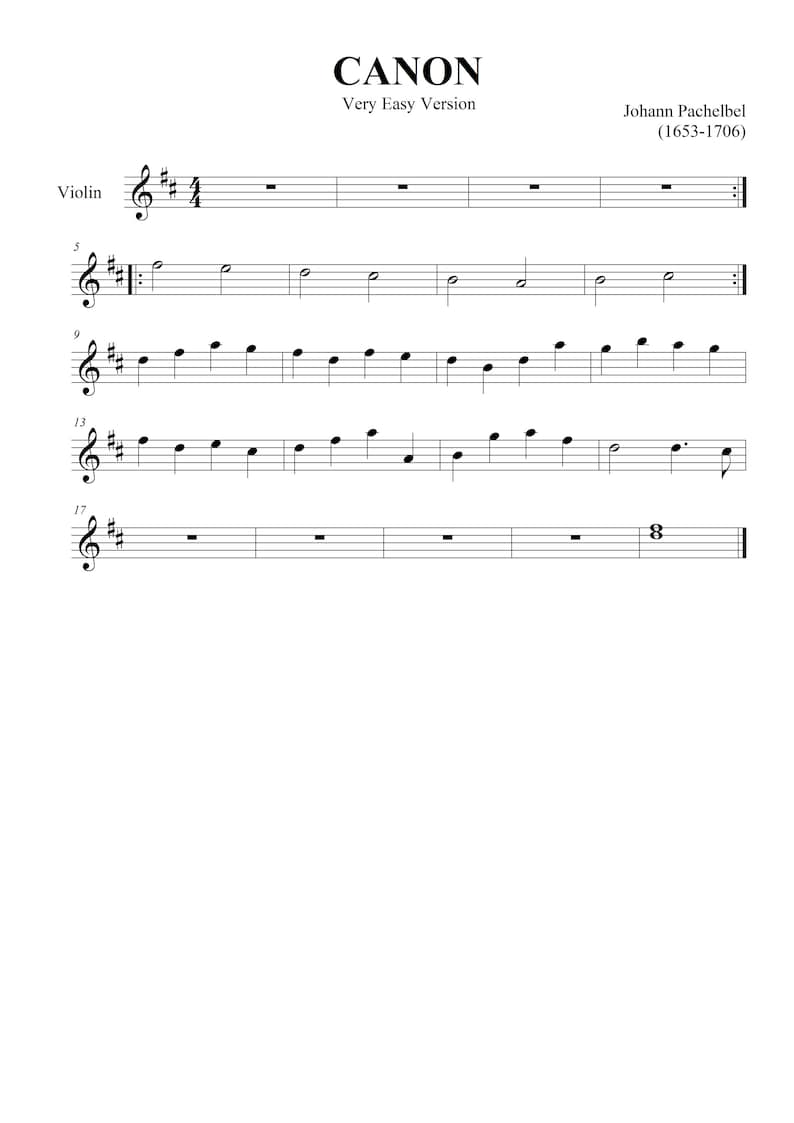Canon by Pachbell - Very Easy Piano Sheets - Classical Music - With ...