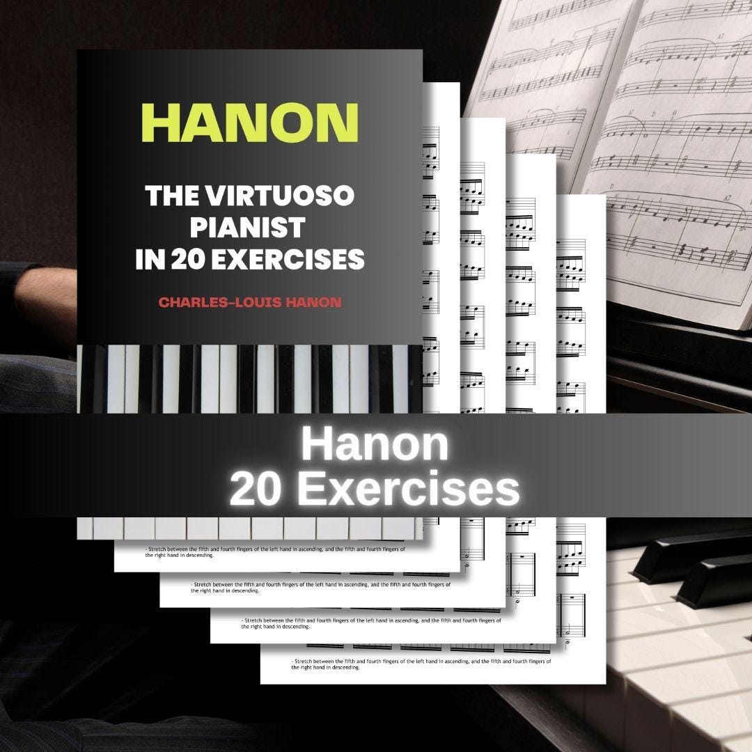 Easy Hanon Exercises 1-20 for Piano | Printable PDF, PNG & JPG Bundle ...