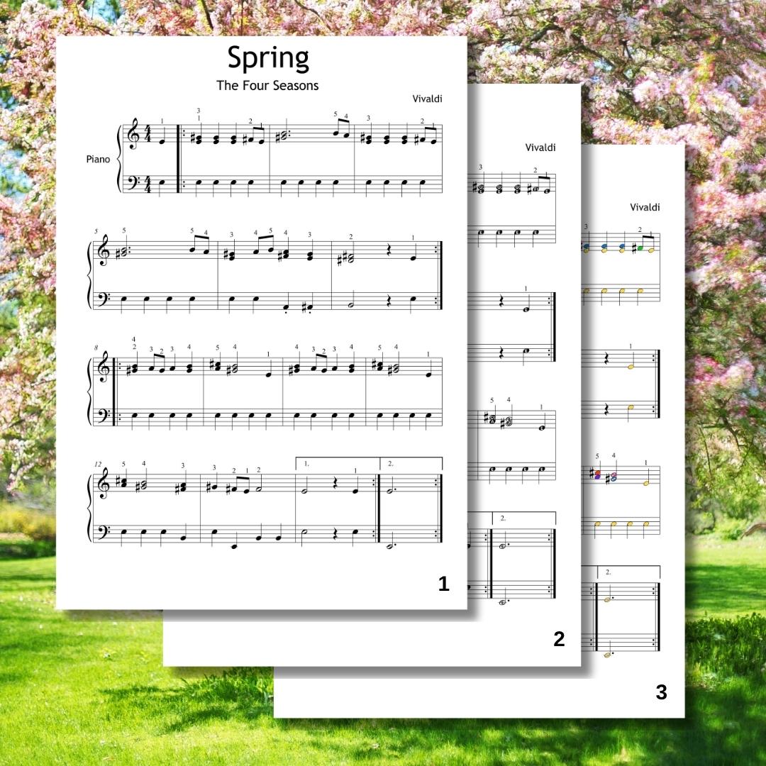 Spring – the Four Seasons by Vivaldi – Grade 2–3 Easy Piano Sheet PDF ...