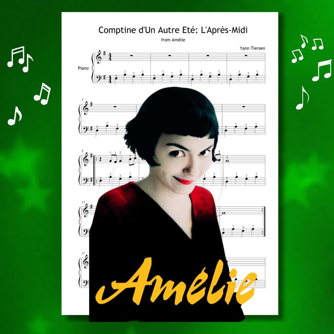 Amelie Soundtrack Piano Sheet - Comptine D’un Autre été | + Color Notes ...