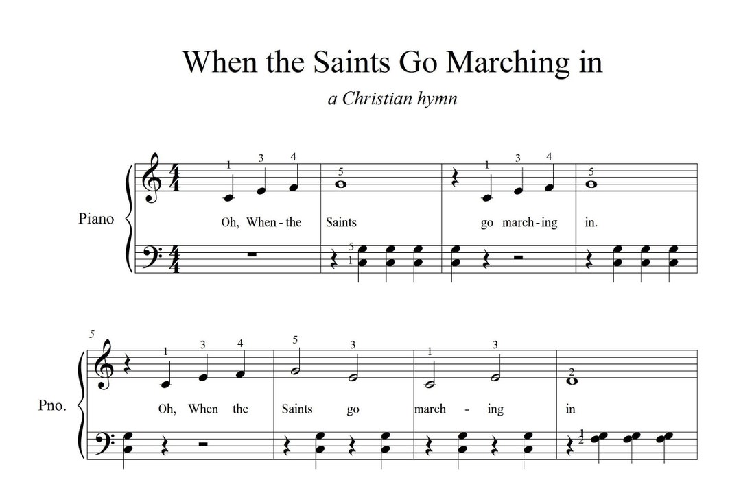 When the Saints Go Marching in - Very Easy Piano Sheets - Digital ...