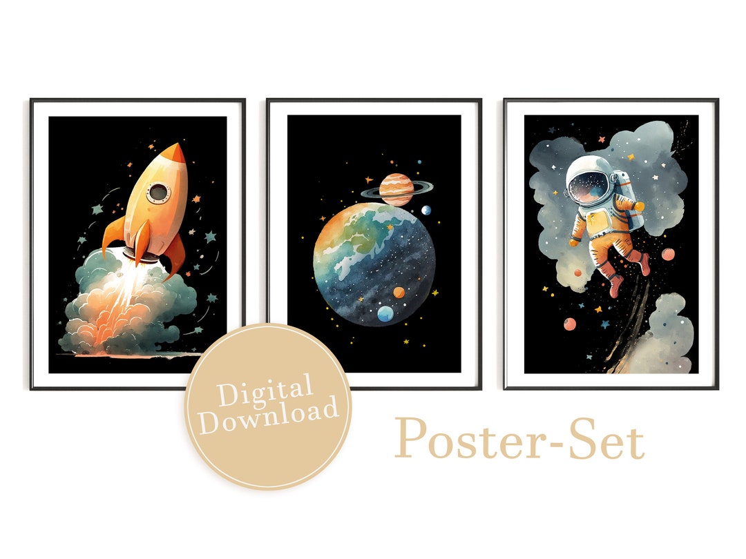 Poster Set, Astronaut, Space Poster, Nursery Poster, Children's Room ...