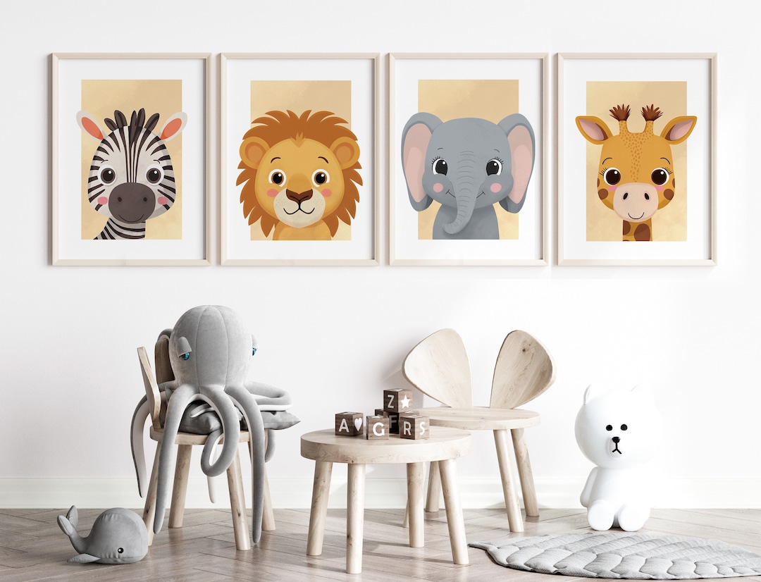 Safari Animals Poster Set, Nursery Pictures, Animal Pictures, Lion ...