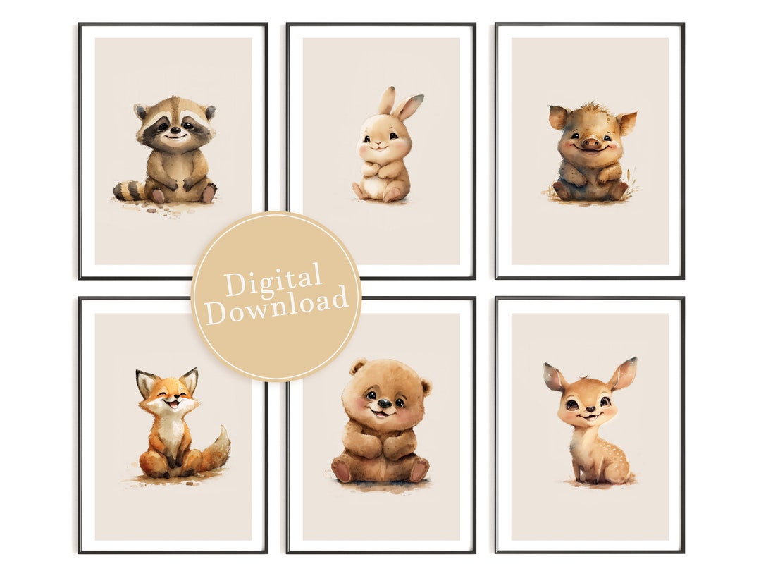 Poster Set Animal Pictures, Nursery Pictures for Boys and Girls, A4, A3 ...