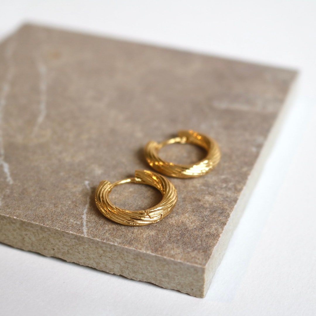18k Gold Plated Twisted Hoop Earrings | Gold Earrings | Minimalist ...
