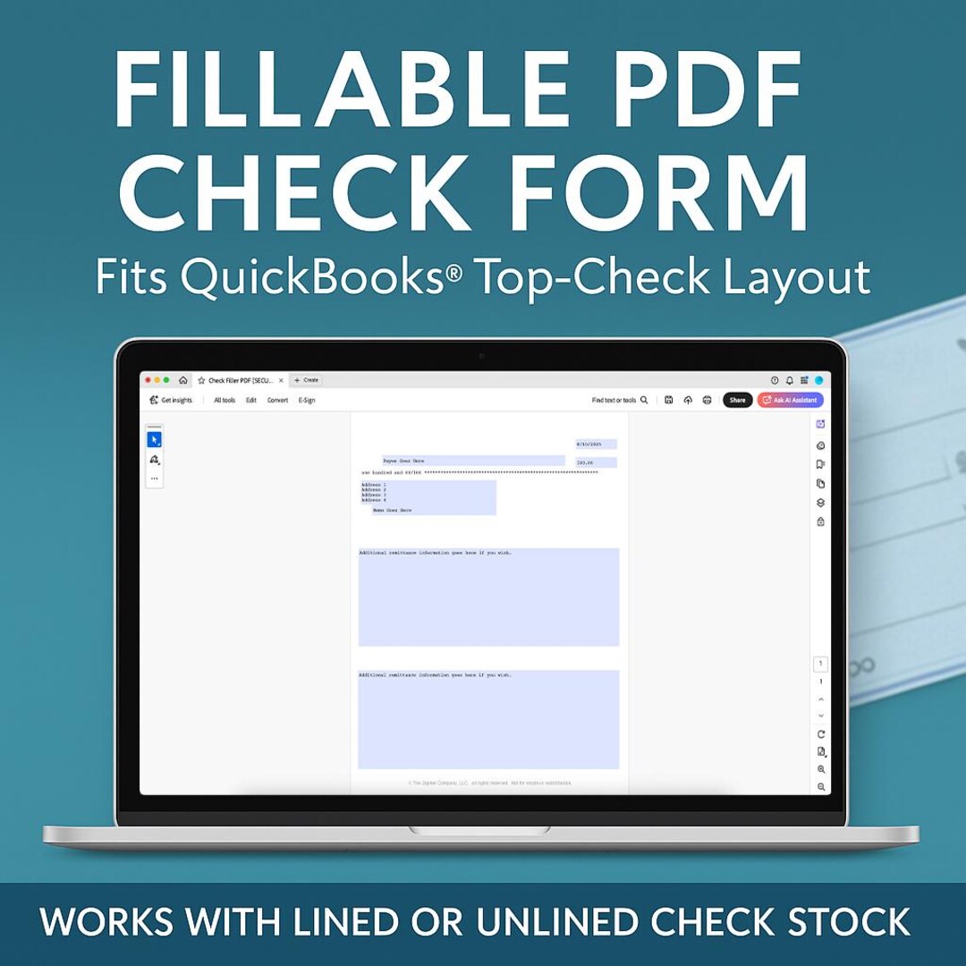 Fillable PDF Template for Printing on Quickbooks Check Stock – Top ...