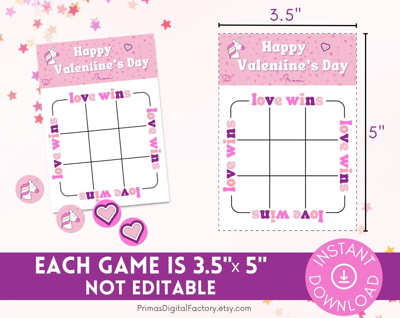 Unicorn Valentine's Day Tic Tac Toe Game, Valentine Day Game ...