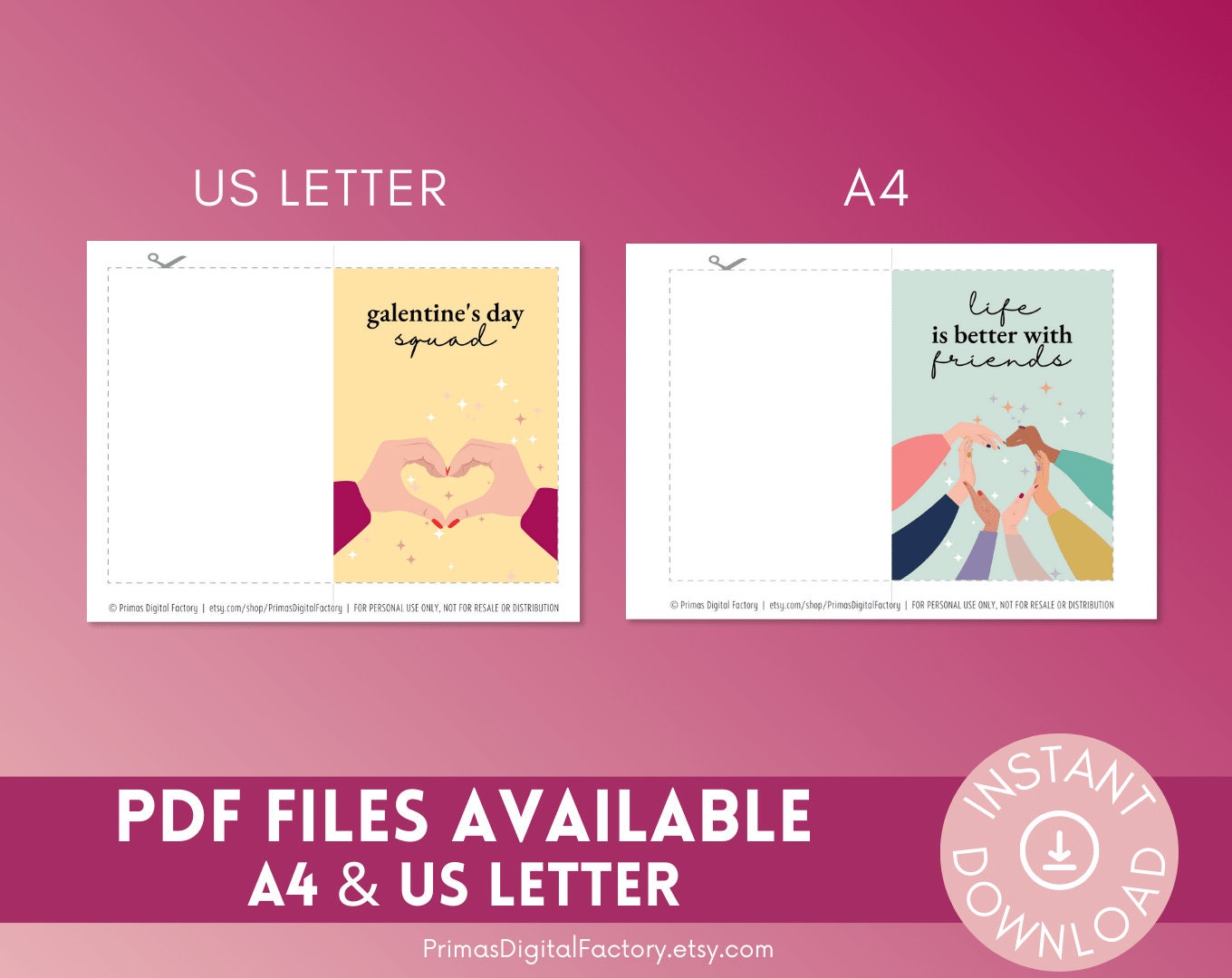 Printable Galentines Day Card Pack, Digital Download Galentines Day ...