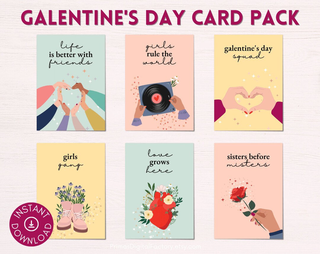 Printable Galentines Day Card Pack, Digital Download Galentines Day ...
