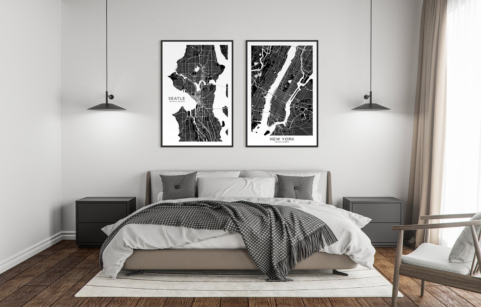 SEATLE City Map, Modern Minimalist Map for Wall Decor, Wall Art, Poster ...
