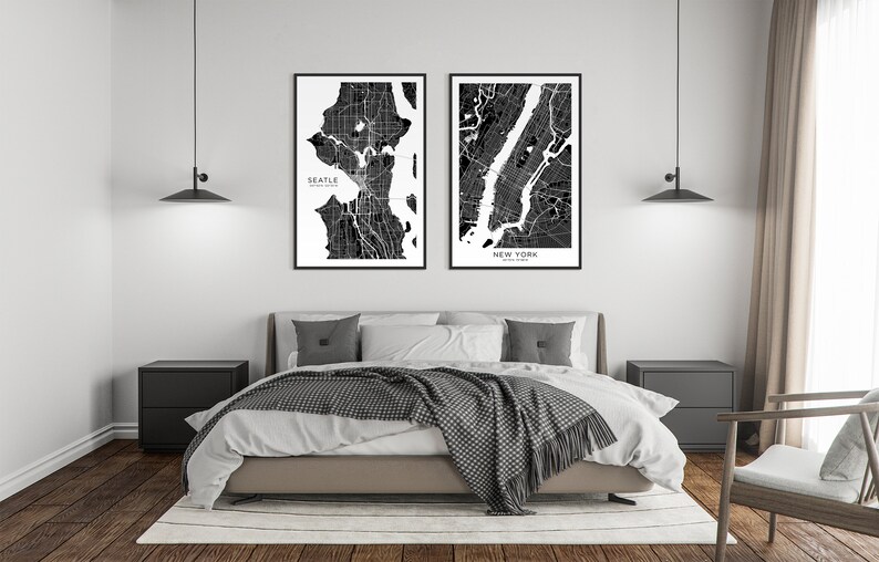 SEATLE City Map, Modern Minimalist Map for Wall Decor, Wall Art, Poster ...