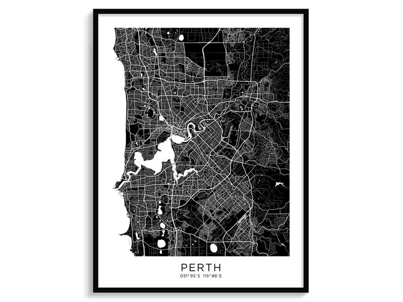 PERTH City Map Modern Map Minimalist Map for Wall Decor Wall Art ...