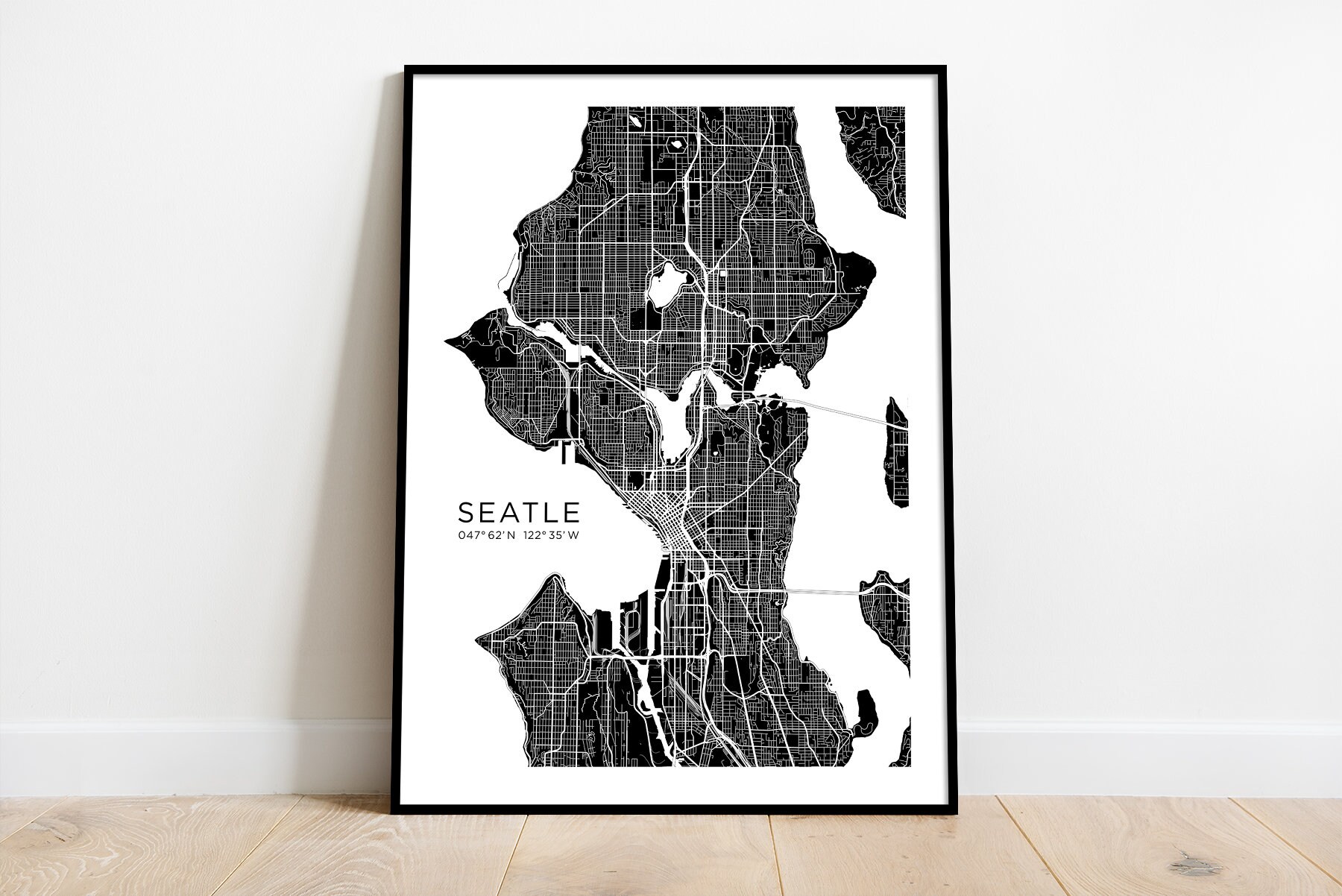 SEATLE City Map, Modern Minimalist Map for Wall Decor, Wall Art, Poster ...