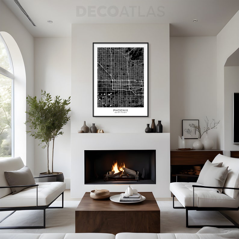 PHOENIX City Map, Modern Minimalist Map for Wall Decor, Wall Art ...
