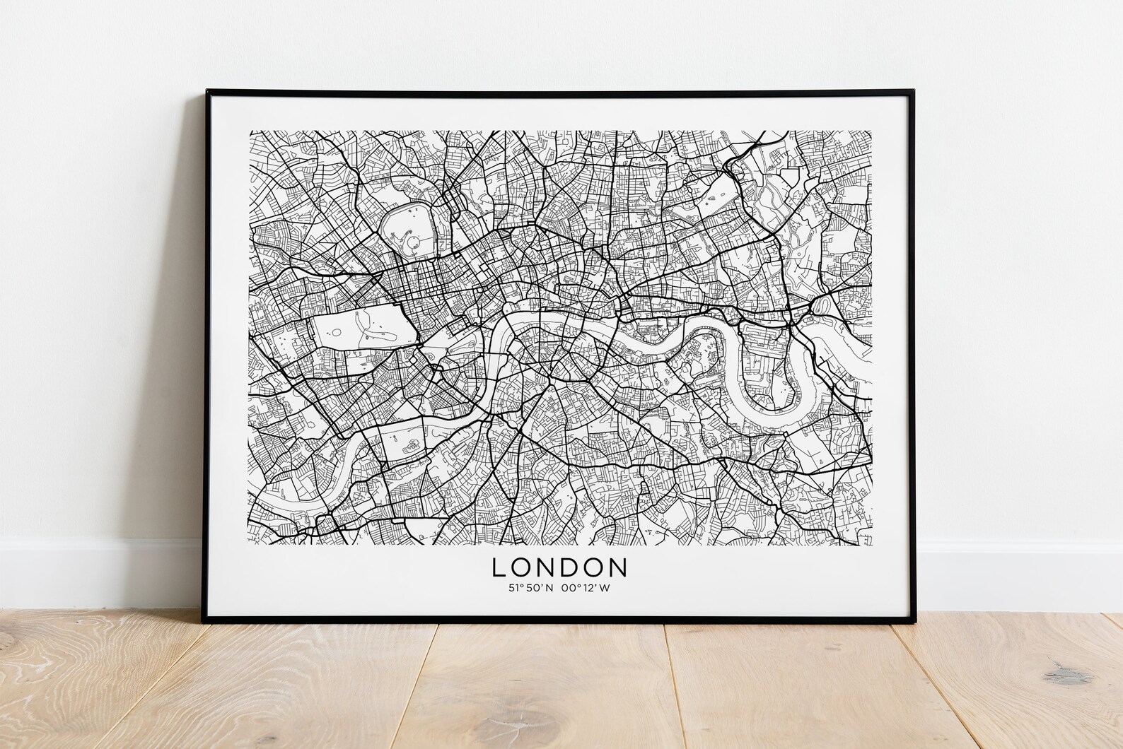 LONDON City Map Modern Minimalist Horizontal Map Wall Decor Wall Art ...