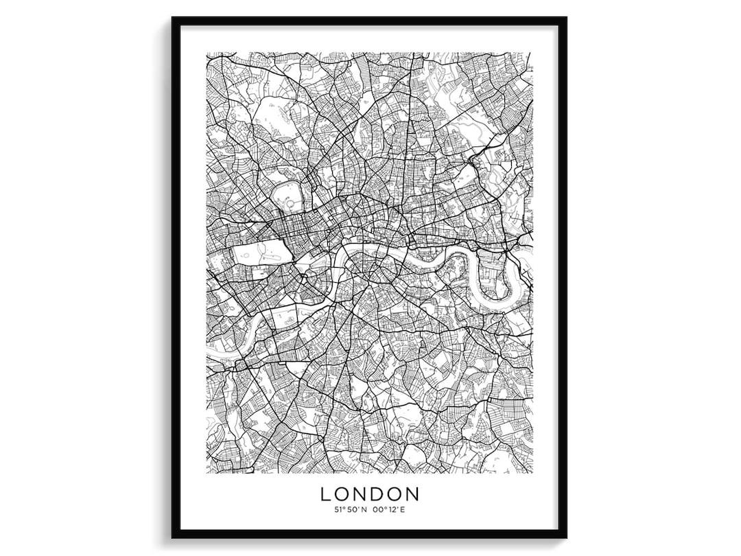 LONDON City Map, Modern Minimalist Map Poster for Wall Decor, Wall Art ...