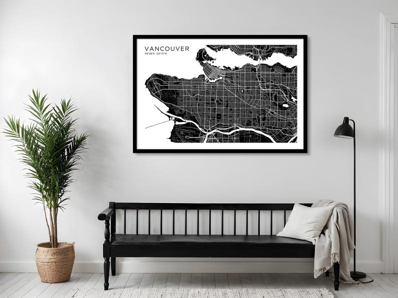 VANCOUVER City Map Modern Map Minimalist Map Wall Decor Wall Art ...