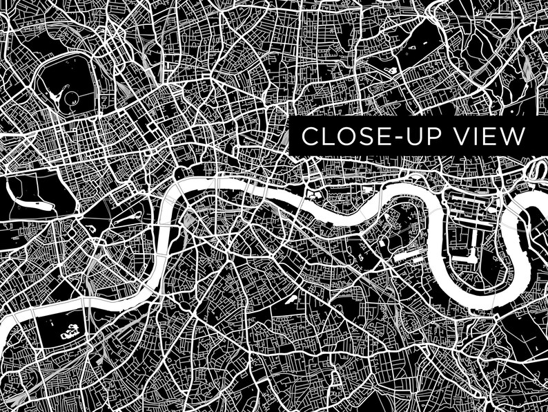 LONDON City Map Modern Minimalist Horizontal Map Wall Decor Wall Art ...