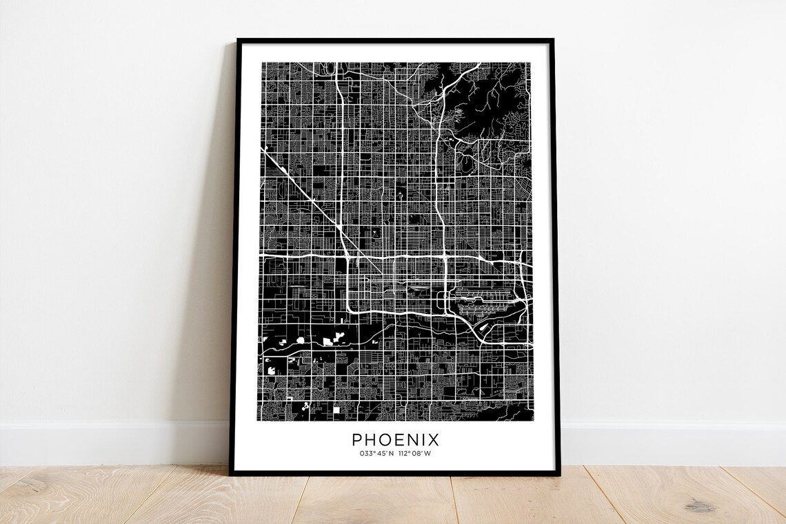 PHOENIX City Map, Modern Minimalist Map for Wall Decor, Wall Art ...