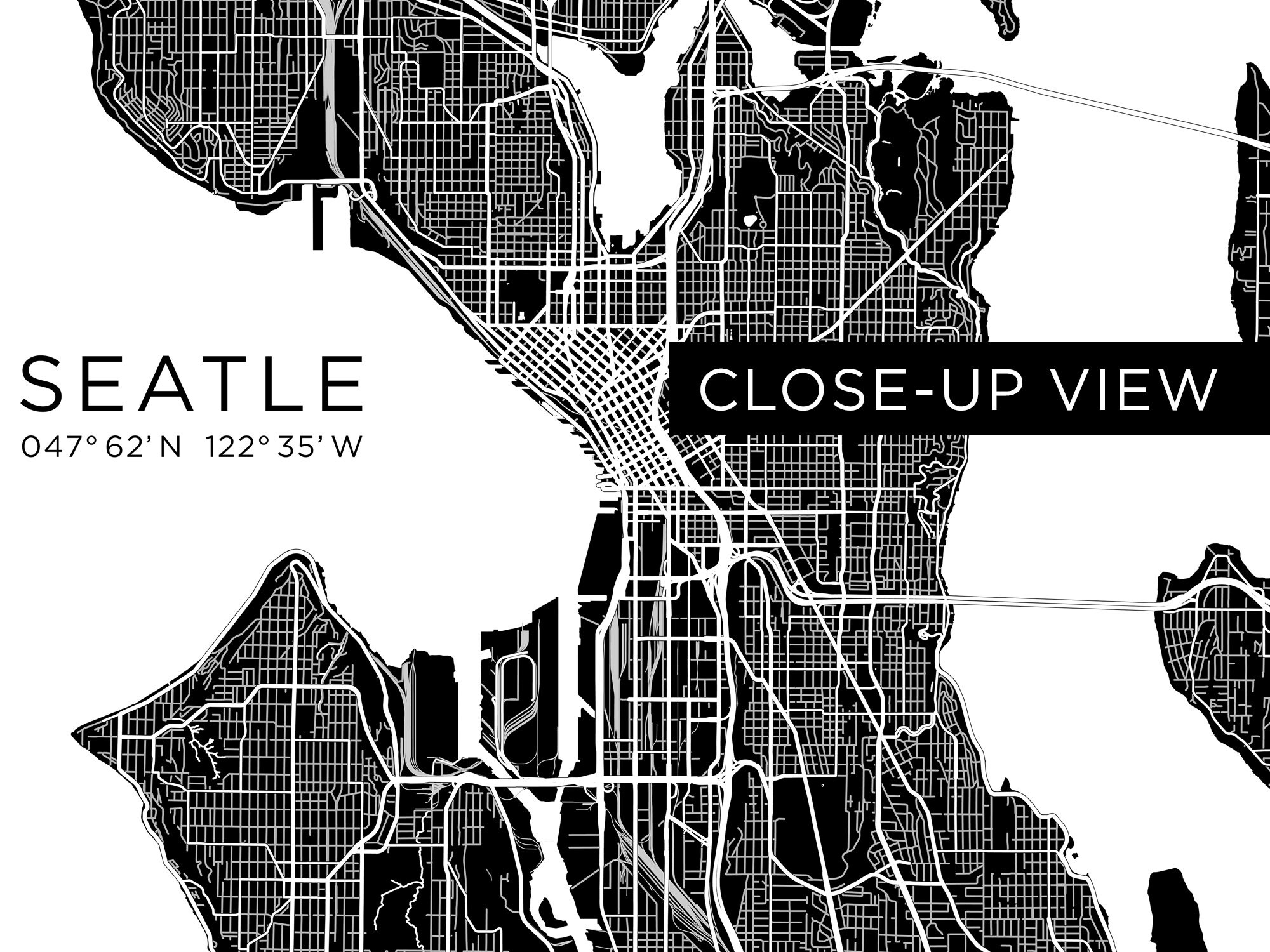 SEATLE City Map, Modern Minimalist Map for Wall Decor, Wall Art, Poster ...