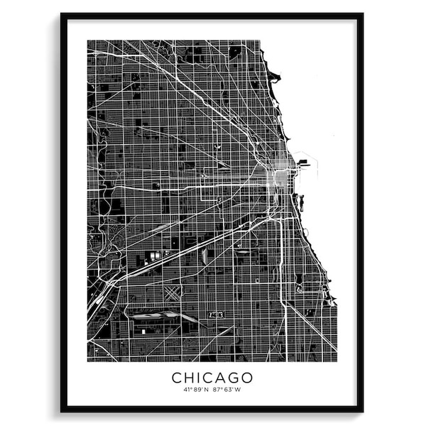 Chicago Wall Map - Etsy