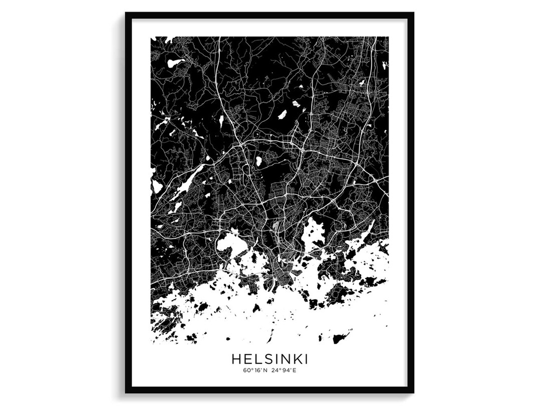 HELSINKI Map Modern Map Minimalist Map Wall Decor Digital Download ...