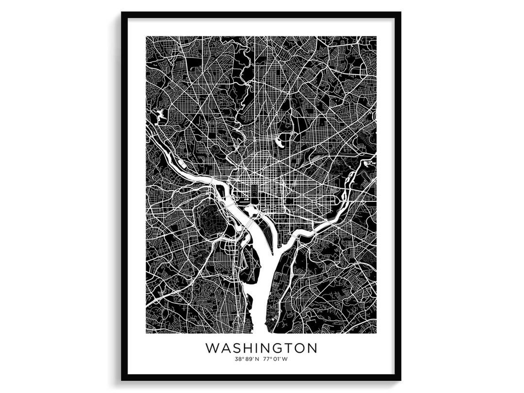 WASHINGTON DC City Map Modern Map Minimalist Map Wall Decor Wall Art ...