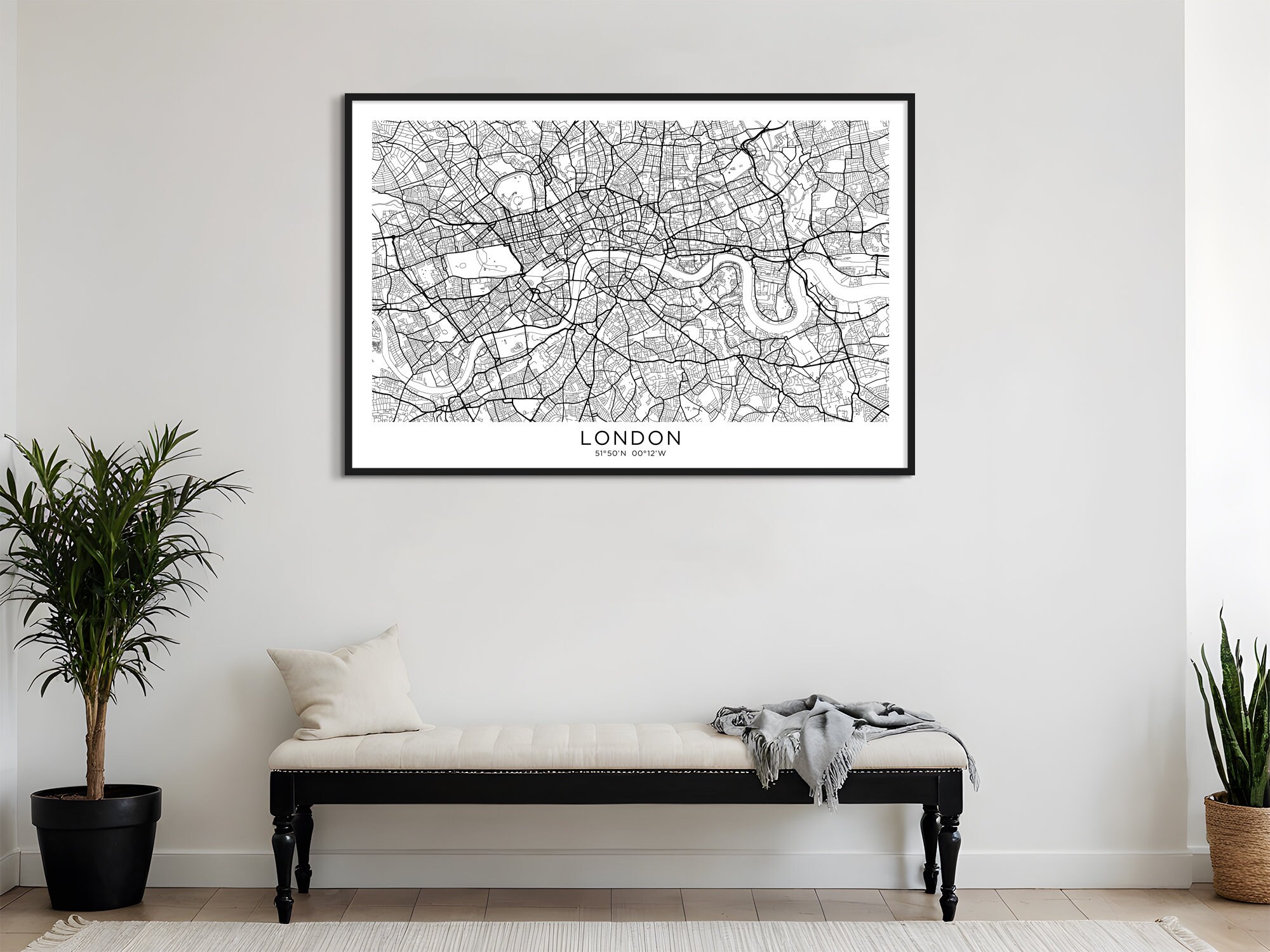 LONDON City Map Modern Minimalist Horizontal Map Wall Decor Wall Art ...