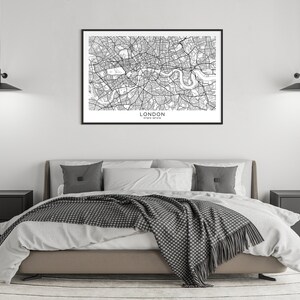 LONDON City Map Modern Minimalist Horizontal Map Wall Decor Wall Art ...