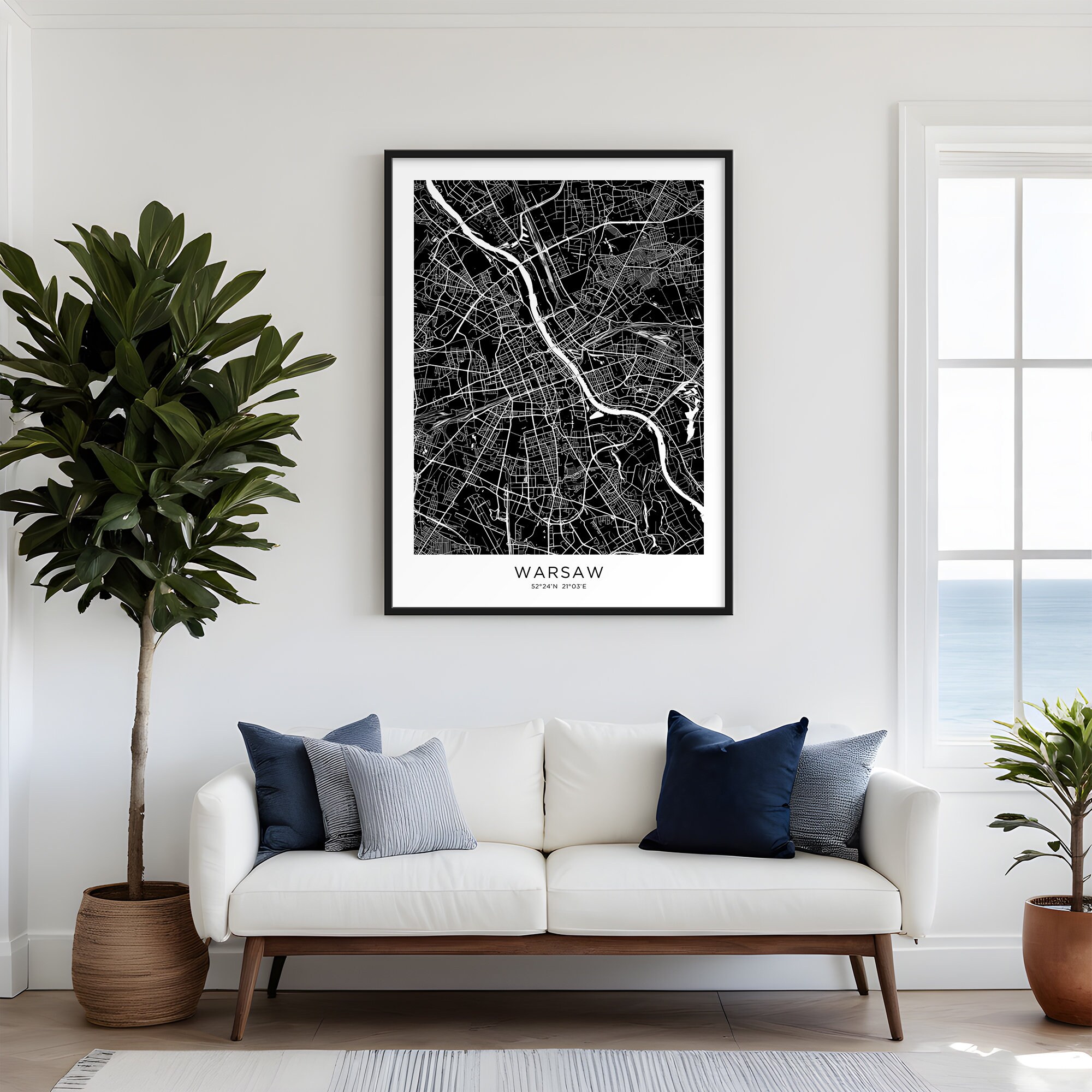 WARSAW City Map Modern Minimalist Map Wall Decor Wall Art Poster ...