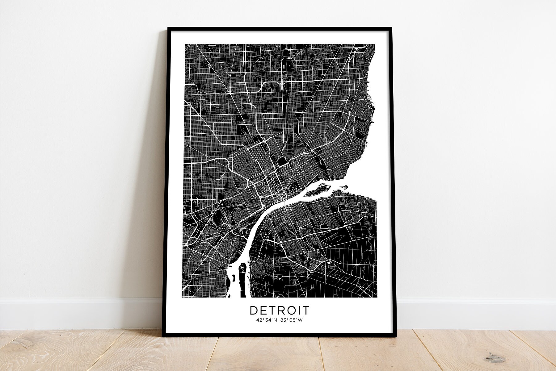 DETROIT City Map Modern Minimalist Map for Wall Decor Wall Art Poster ...