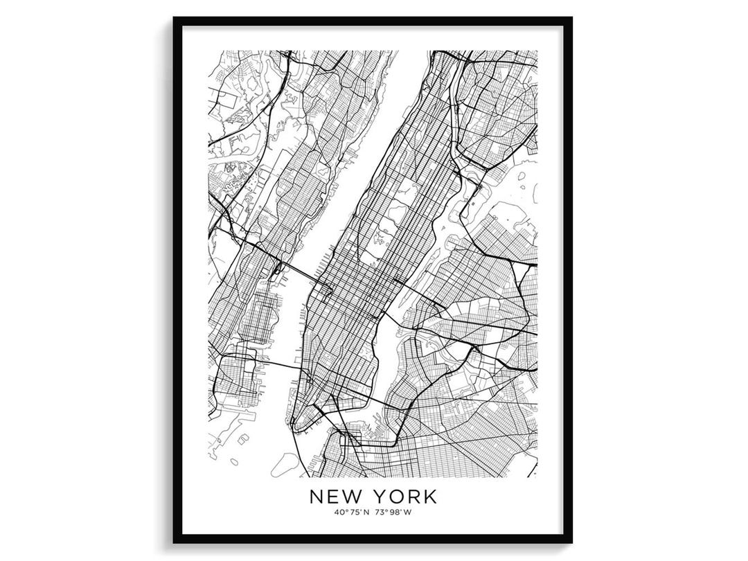 NEW YORK City Map Modern Minimalist Map for Wall Decor Wall Art, Poster ...
