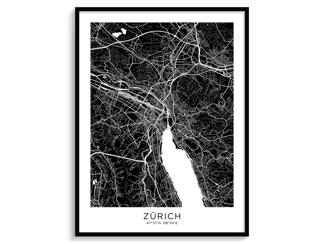 ZURICH City Map Modern Minimalist Map Wall Decor Wall Art Poster ...