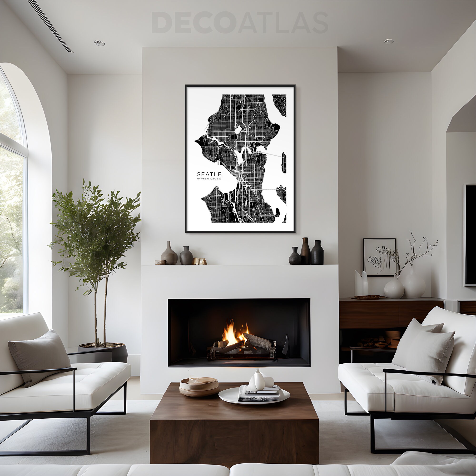 SEATLE City Map, Modern Minimalist Map for Wall Decor, Wall Art, Poster ...