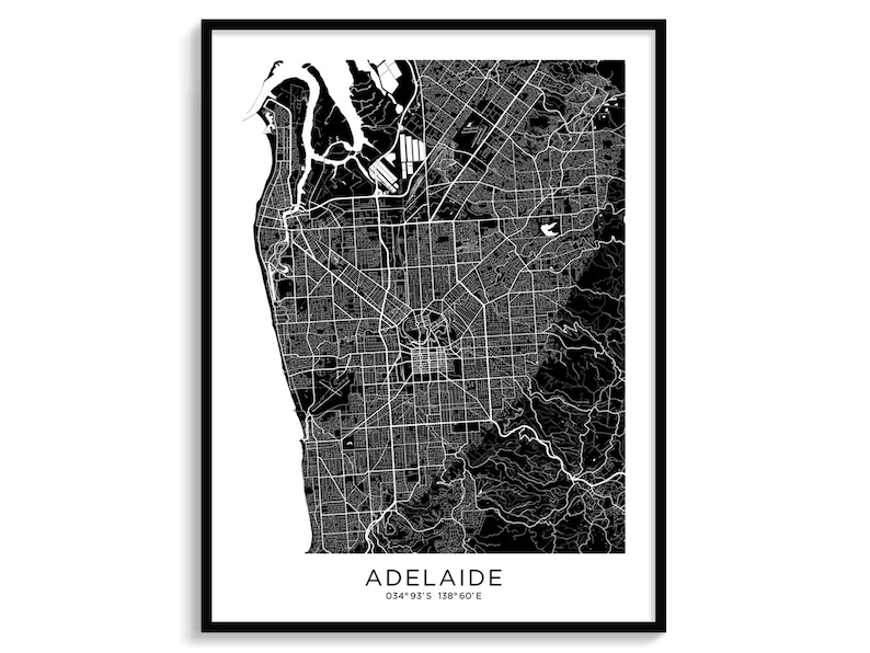 ADELAIDE City Map Modern Map Minimalist Map Wall Decor Wall Art Digital ...