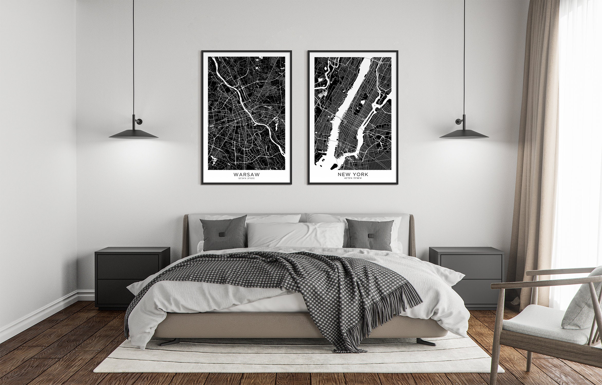 WARSAW City Map Modern Minimalist Map Wall Decor Wall Art Poster ...