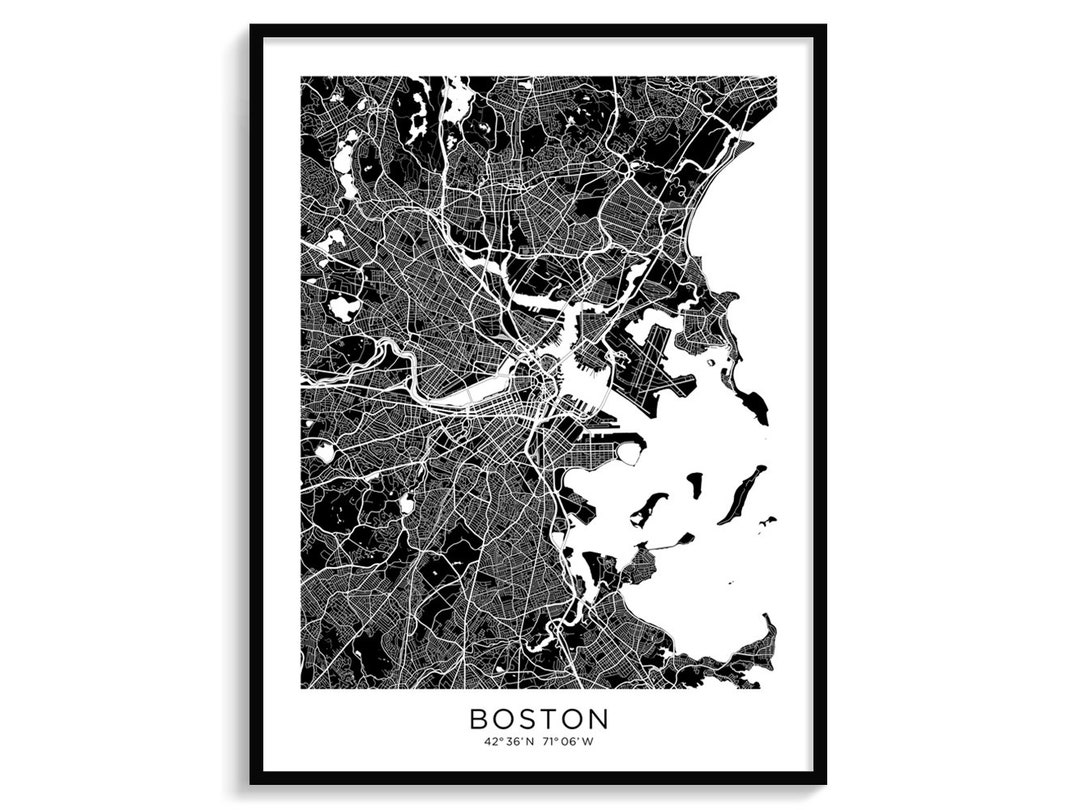 BOSTON City Map Modern Minimalist Map for Wall Decor Wall Art Map ...