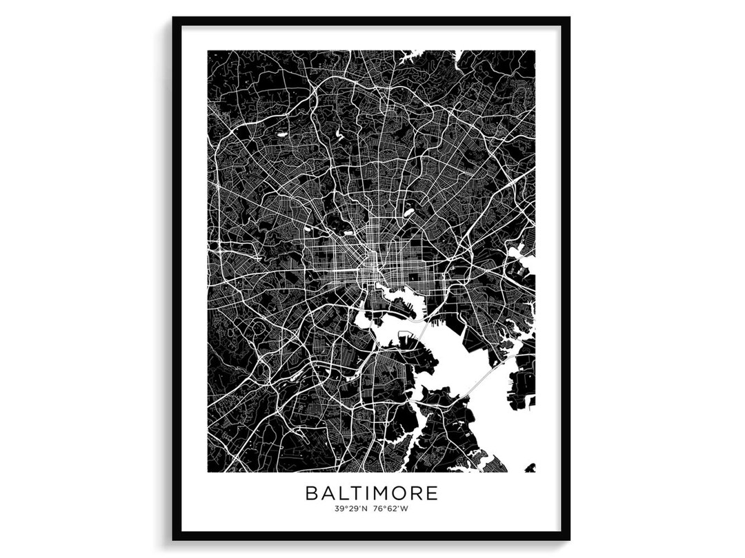 BALTIMORE - City Map, Modern Minimalist Map for Wall Decor, Wall Art ...