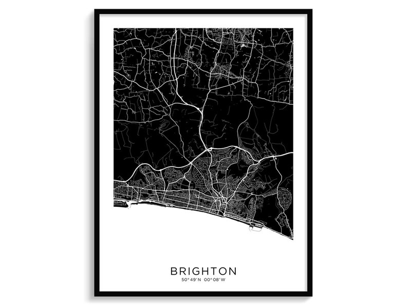 BRIGHTON City Map Modern Map Minimalist Map Wall Decor Wall Art Digital ...