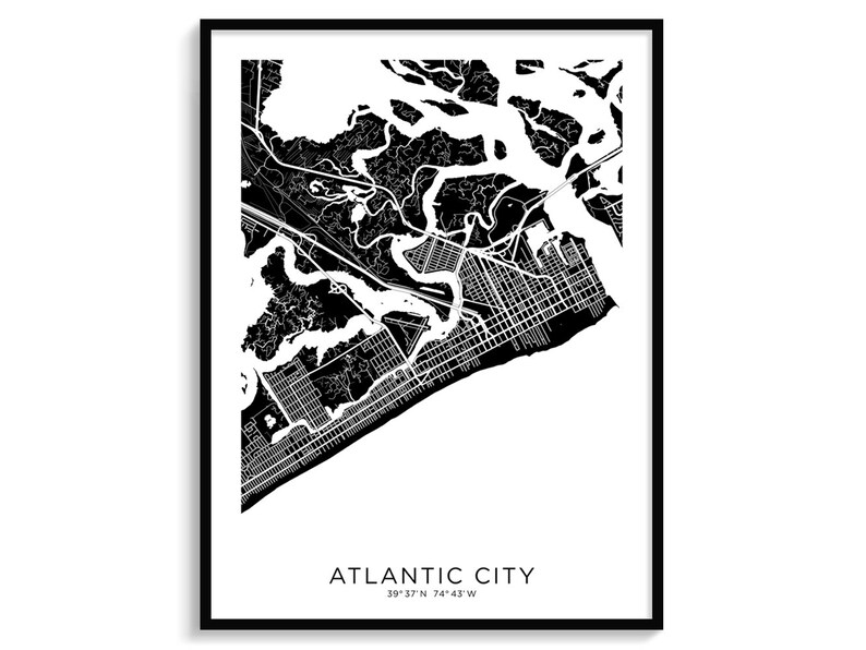 ATLANTIC CITY Map Modern Map Minimalist Map Wall Decor Wall Art Digital ...