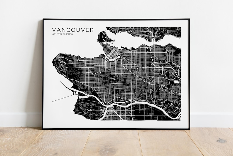 VANCOUVER City Map Modern Map Minimalist Map Wall Decor Wall Art ...