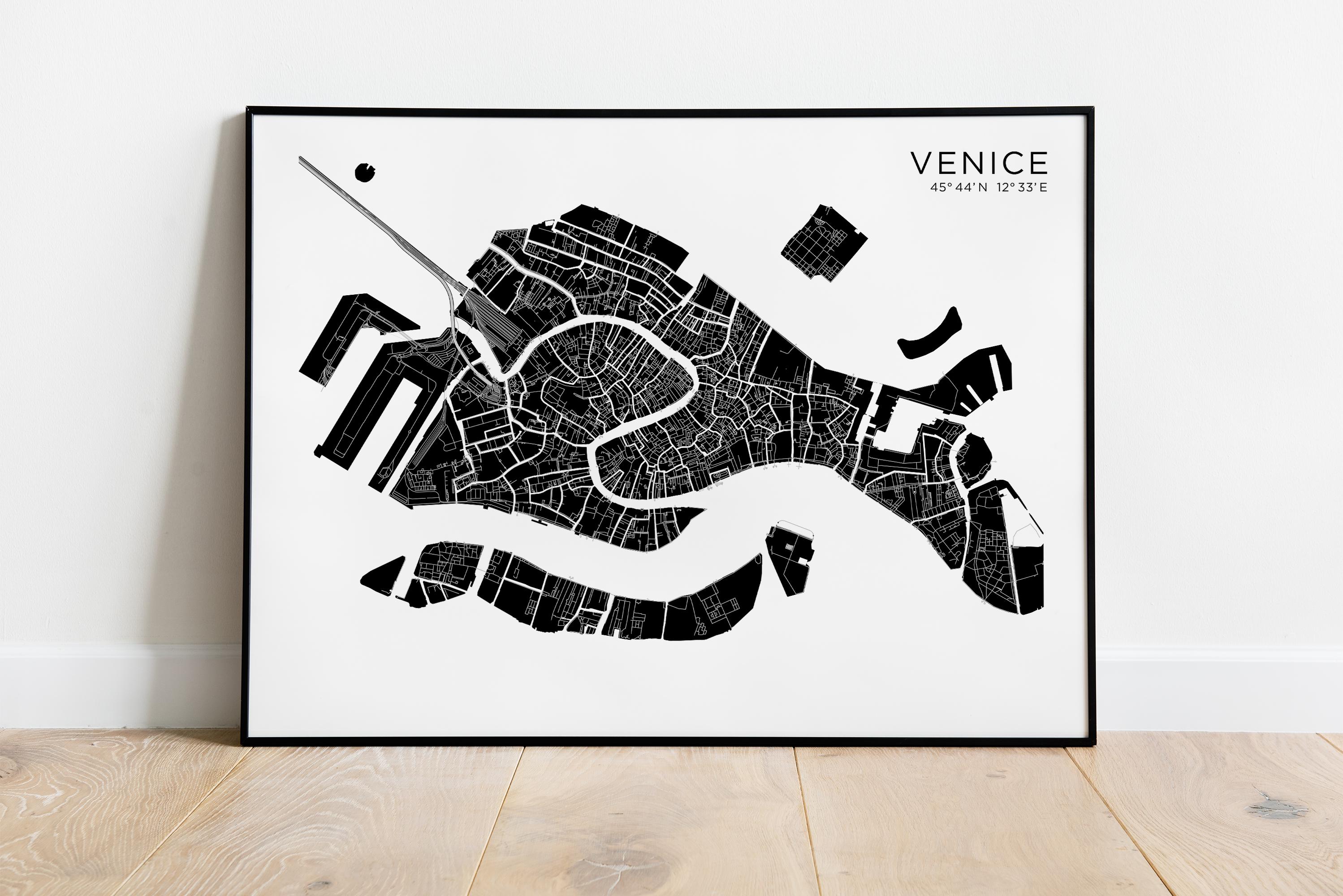 VENICE City Map Modern Map Minimalist Map Wall Decor Wall Art Digital ...