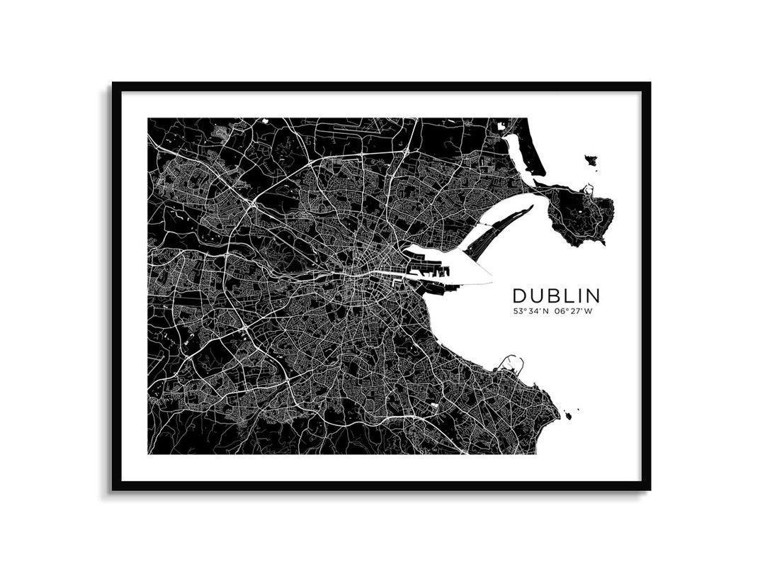 DUBLIN City Map Modern Map Minimalist Map Horizontal Map Wall Decor ...