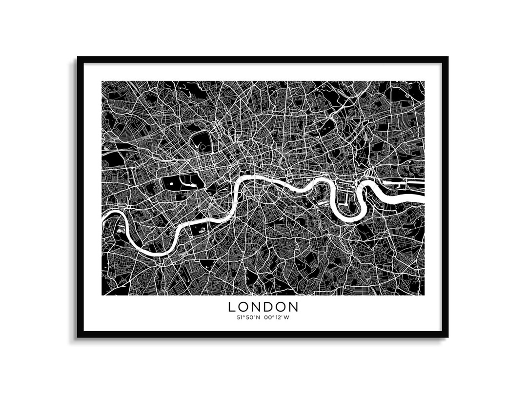 LONDON City Map Modern Minimalist Horizontal Map Wall Decor Wall Art ...