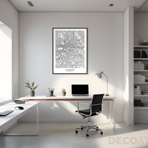 LONDON City Map Modern Minimalist Map Poster Wall Decor Wall Art ...