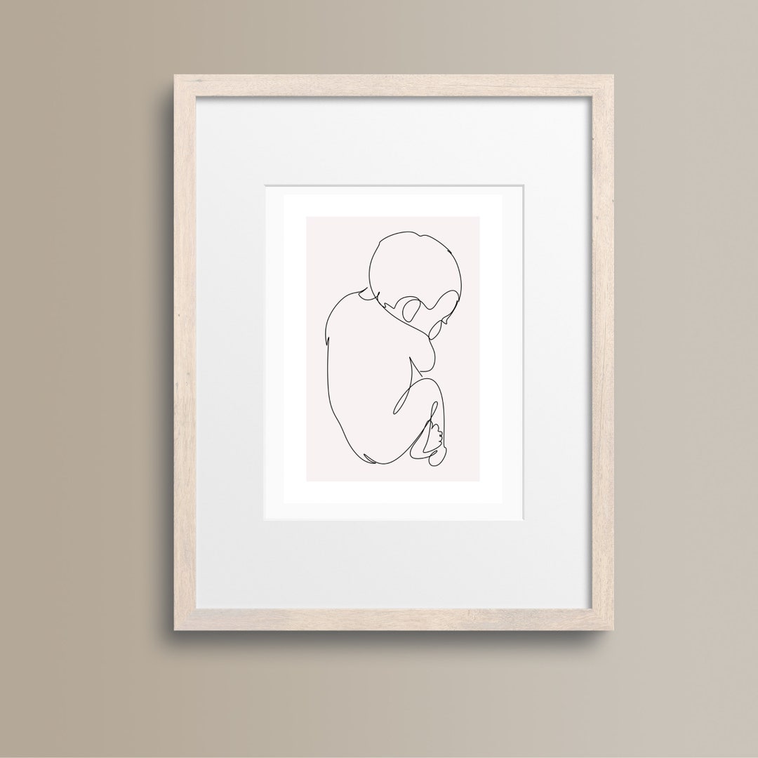 Newborn Baby Poster Lineart Newborn Poster Children's Room Boho Design ...