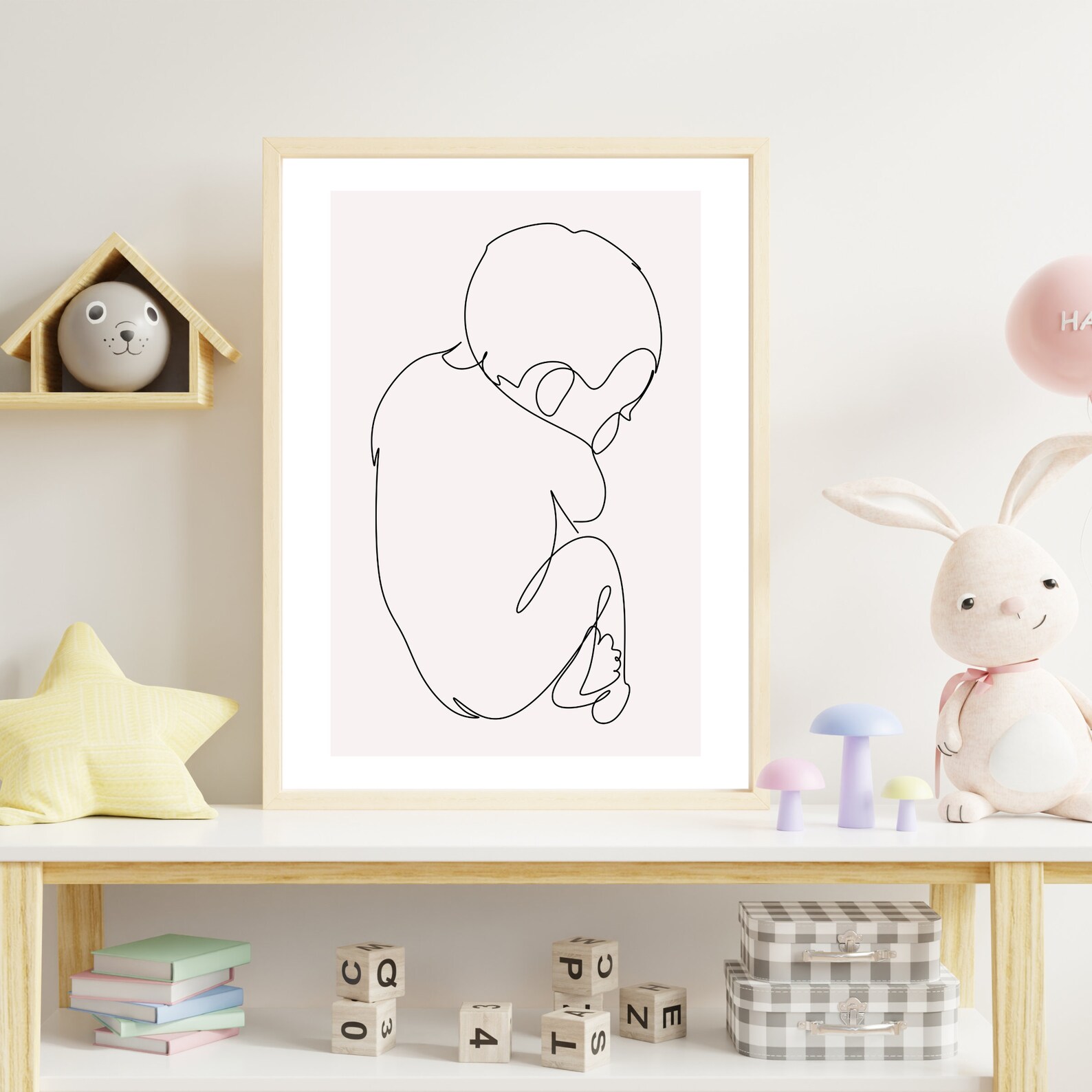 Newborn Baby Poster | Lineart Newborn Poster | Children's Room | Boho ...
