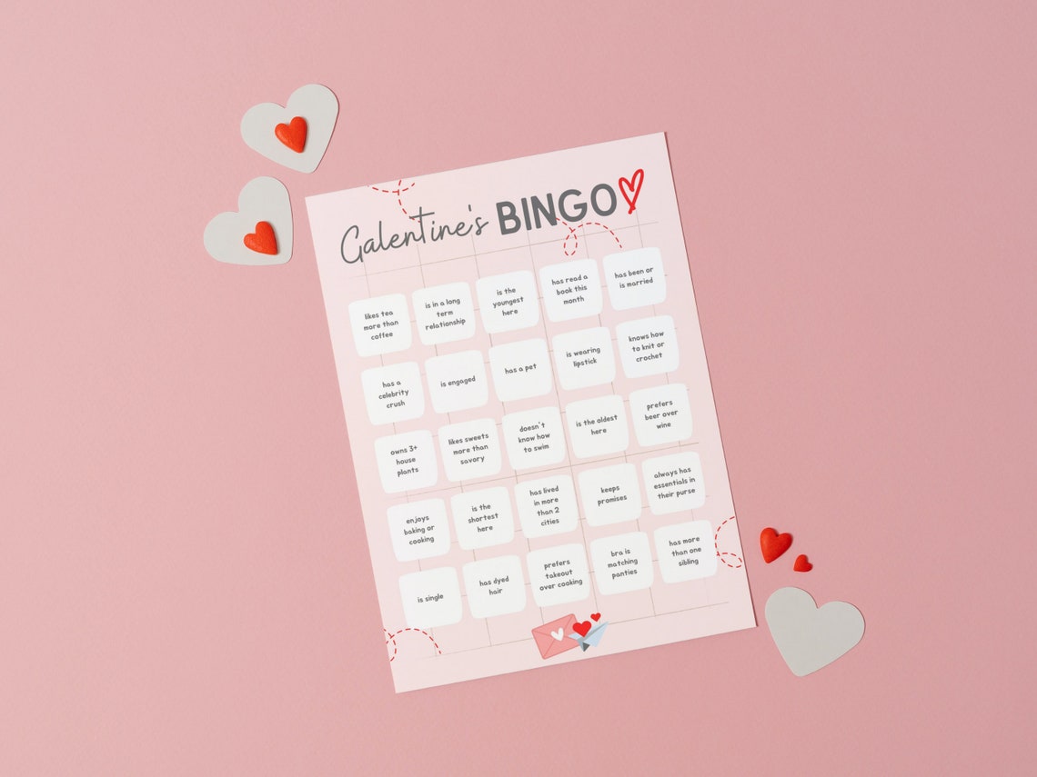 Galentine's Day Bingo Valentine's Day Galentine Valentine Digital ...